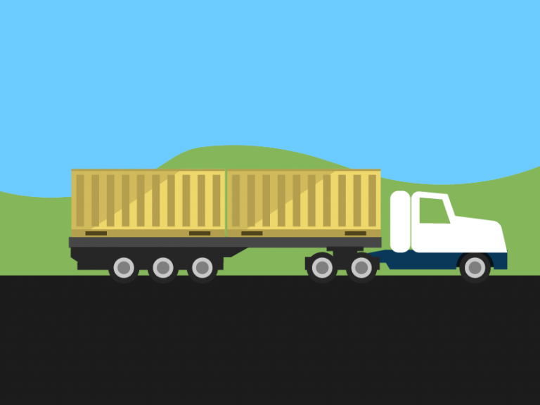 Eighteen wheeler truck with container | Theme Graphics
